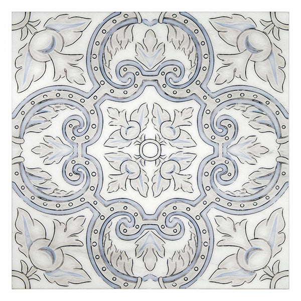BUY ONLINE: Arya Bay Blue Carrara Marble Deco Tile | 12"x12"x⅜" | Surface Group - Stone Impressions