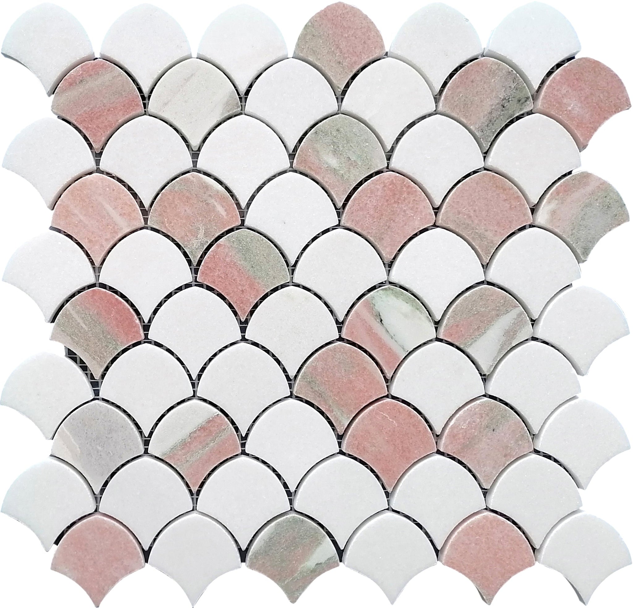 BUY ONLINE: Norway Oslo Scallop 1.8X1.9 Gray&Pink&White Natural Stone Mosaic | (11¹⁄₁₆"X11¹⁄₁₆ ...