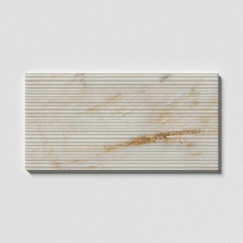 Calacatta Amber Fluted Field Deco Tile | Honed | 18"X36"X1/2 ...