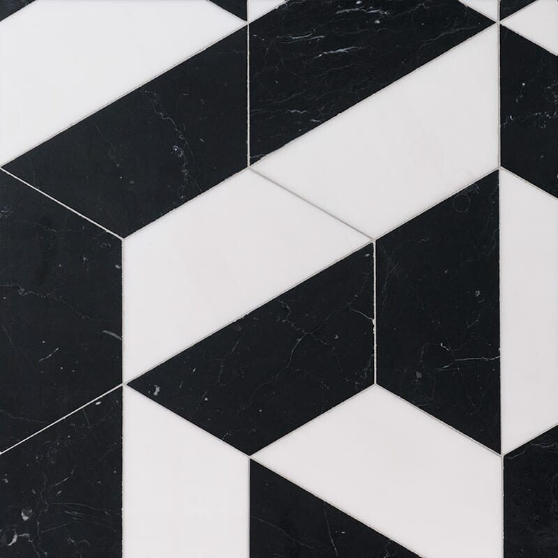 Snow White China Black Mcm 8 Hexagon Mosaic | Honed | Straight Cut ...