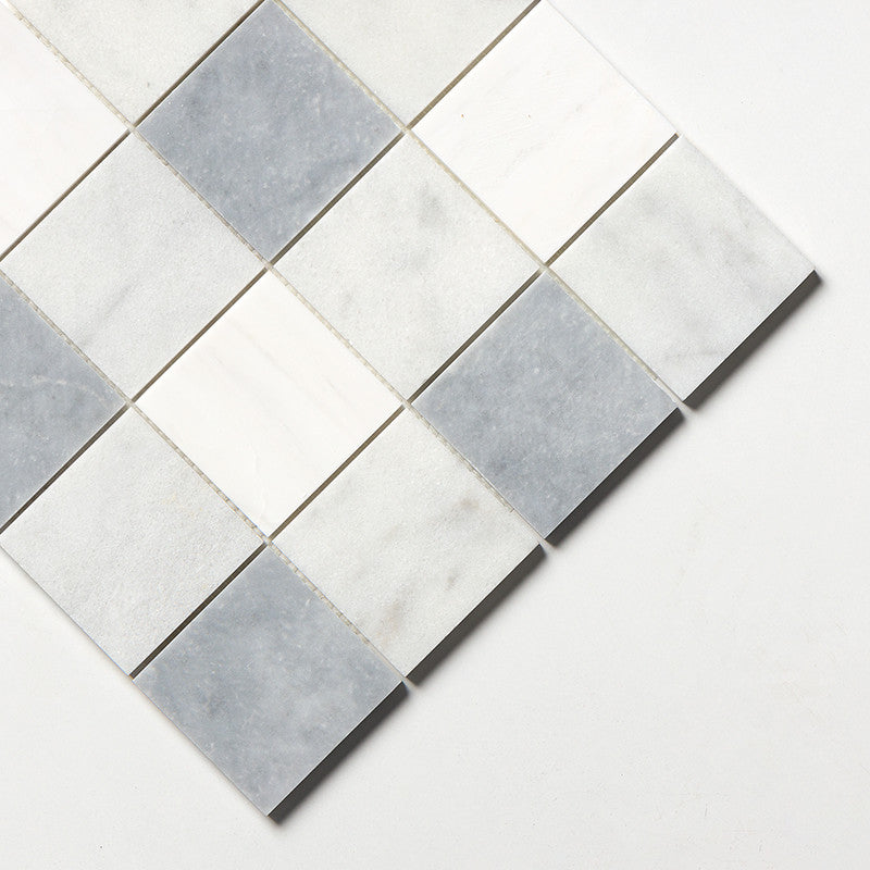 Allure Light Snow White Glacier 4X4 Straight Stack Mosaic | Honed | 16 ...
