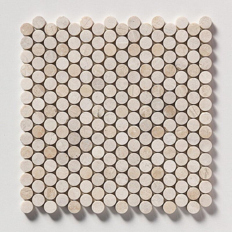 Diana Royal Penny Round Mosaic | Multi Finish | 11"X11"X1/4" | Straight ...