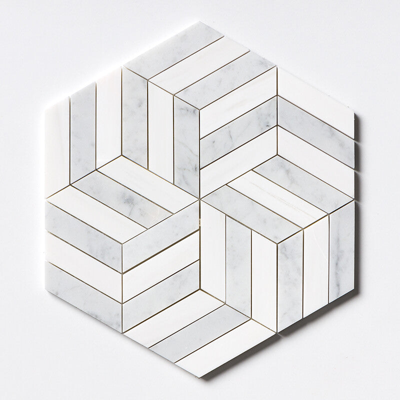 Snow White Carrara Windmill Mosaic | Honed | 11"X13"X3/4" | Straight ...