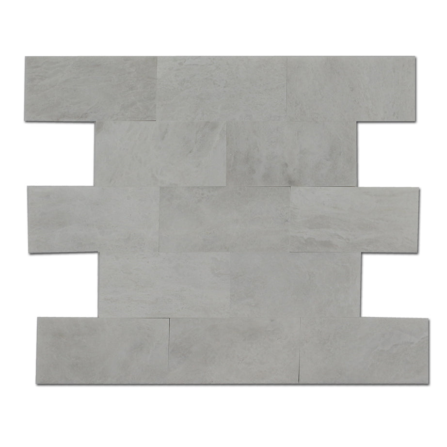 ICEBERG: Marble Interlocking Field Tile (6"x12"x3/8" | honed | eased b