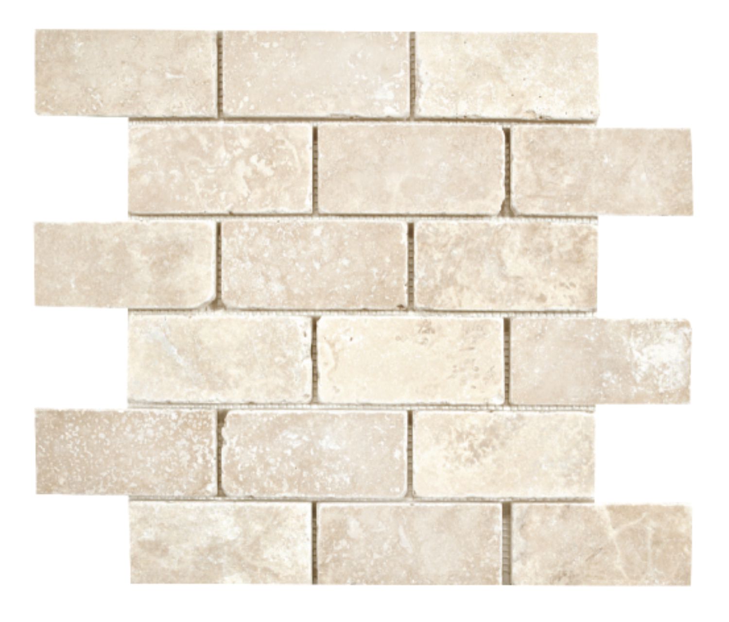 IVORY LIGHT: Travertine 2"X4" Staggered Joint Mosaic (12"x12"x3/8" | t