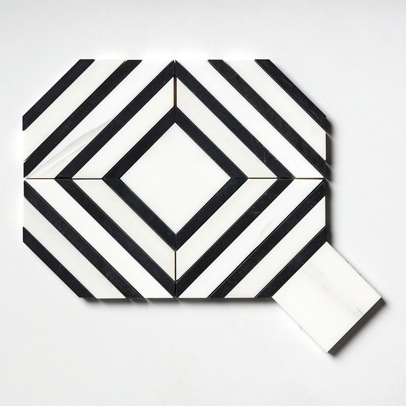 Snow White China Black Yildiz Mosaic | Honed | 8"X11"X13/16" | Straight ...