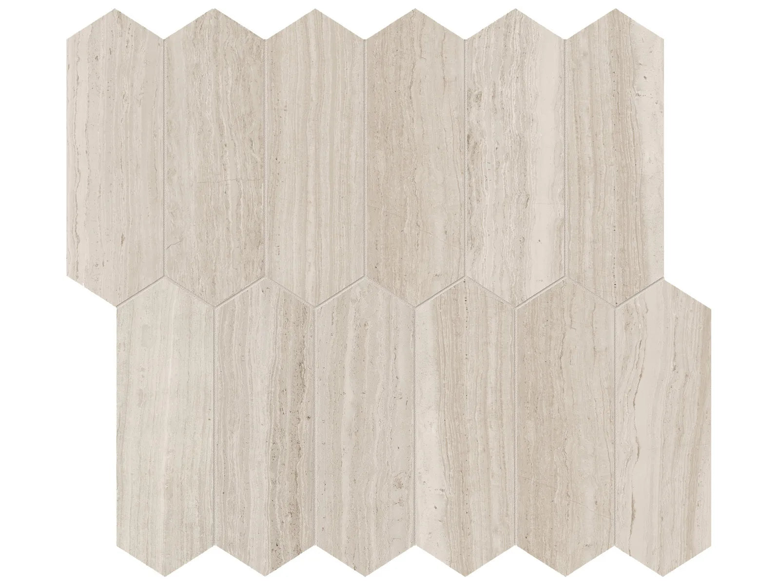 Strada Mist Limestone Mosaic 2X6 Picket | 11¹³⁄₁₆"X10⅝"X⅜" | Honed ...
