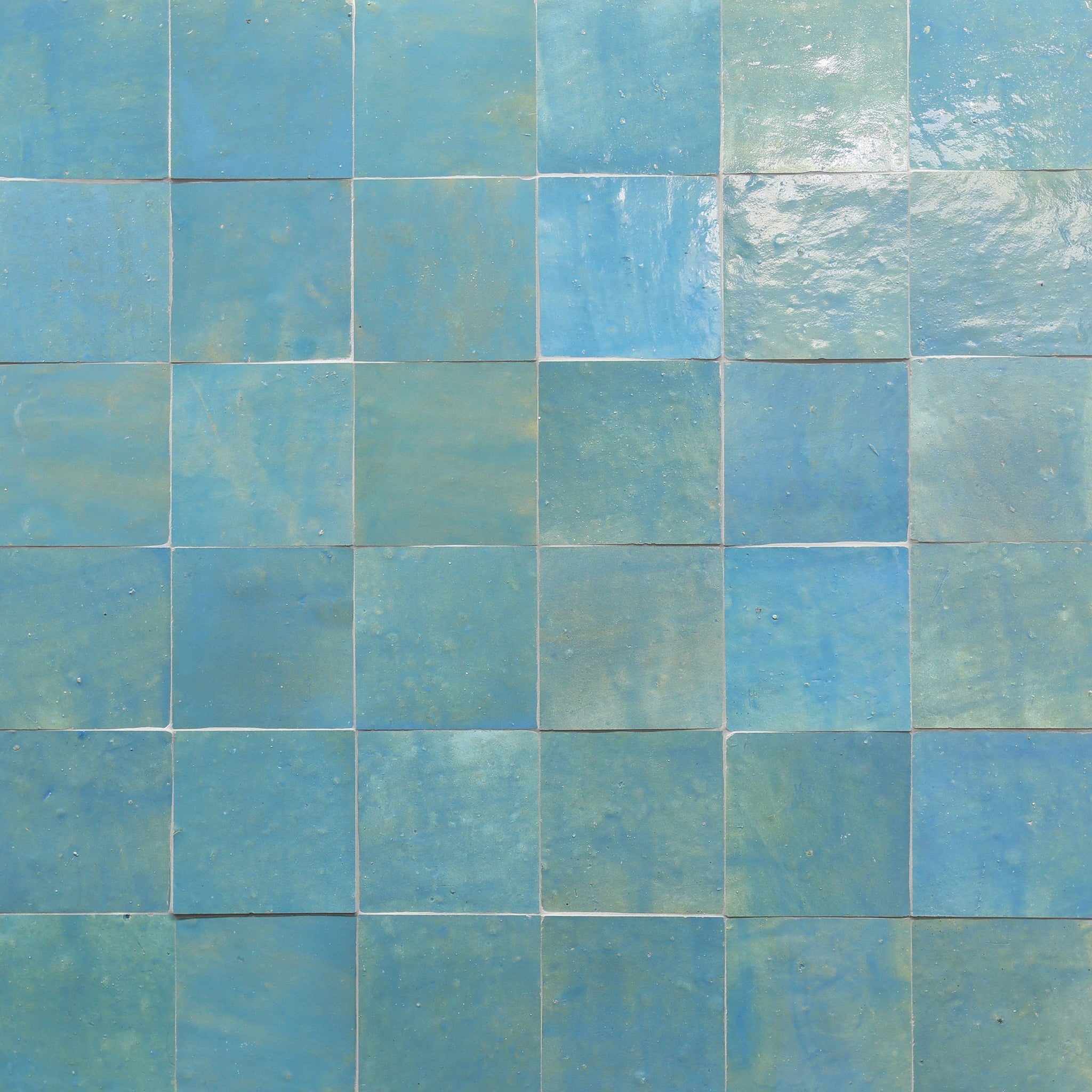 Zel Classic Moroccan Sky Glazed Zellige Field Tile | 4X4X1/2 | Gloss ...