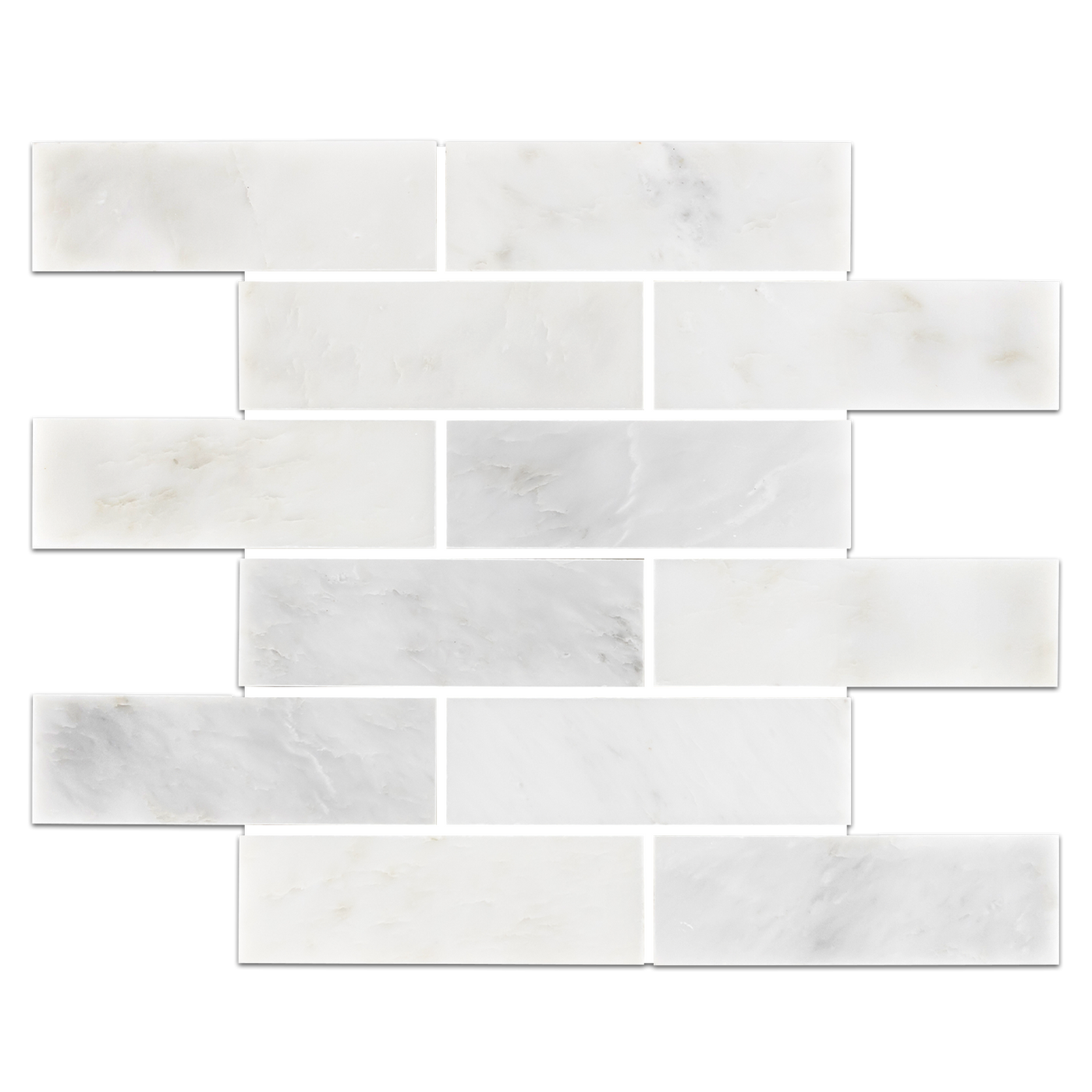 Pearl White Marble 2x6 Staggered Joint Field Mosaic | 11¾"x11¾"x⅜ ...