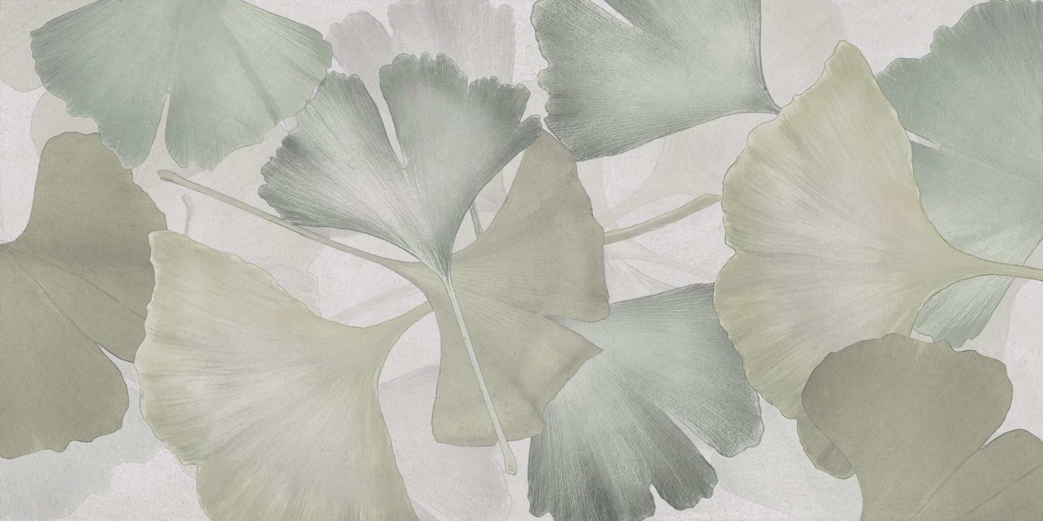 DECO XL: Green Ginkgo Deco Tile | 24"x48"x9-mm | matte | Surface Group ...
