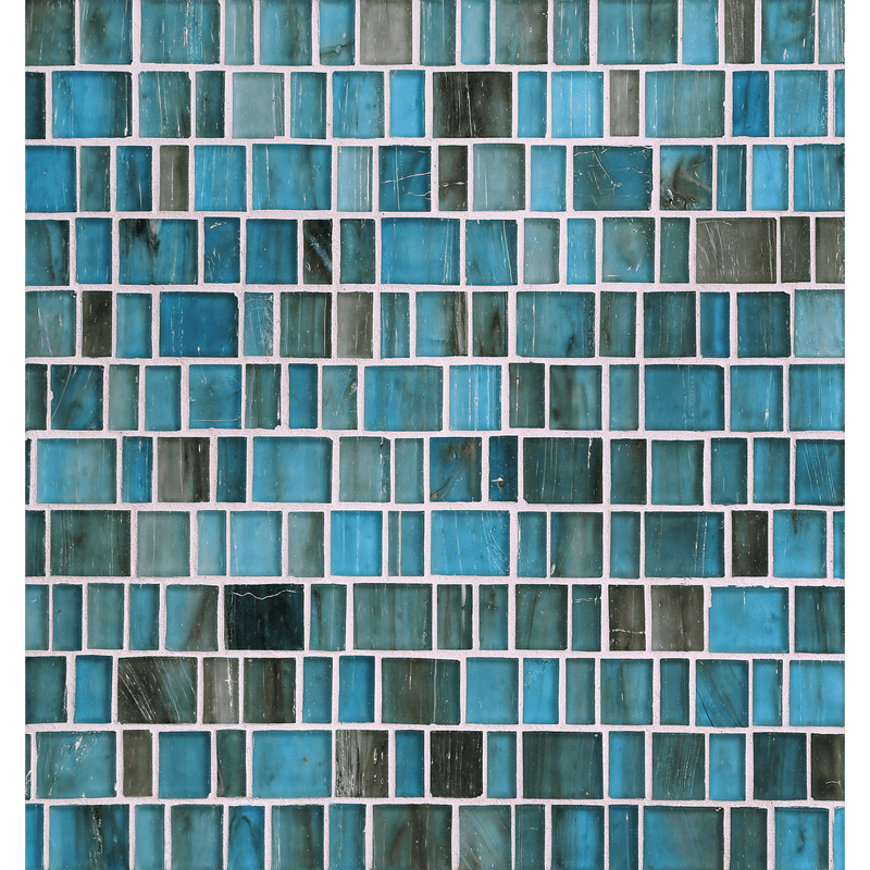 Haisen Teal Barcode Offset Field Mosaic | 12.54"x12.14" | Silk ...