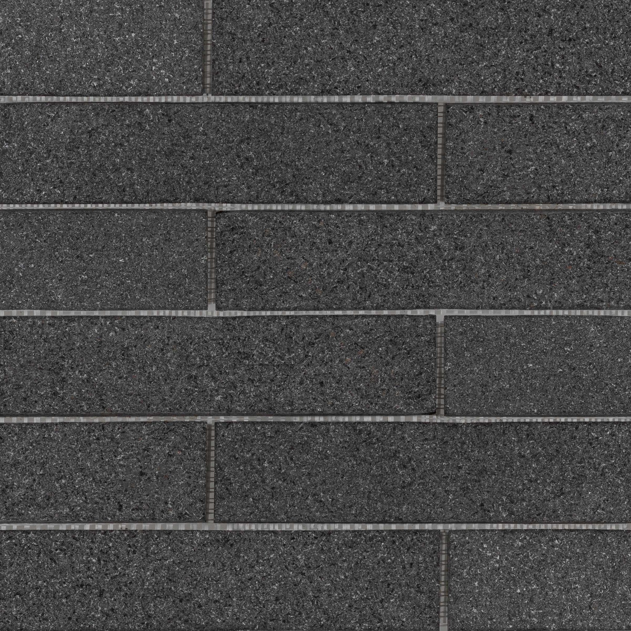 Absolute Black Granite 2"X8" Staggered Joint Mosaic | 6"X24"X3/8 ...