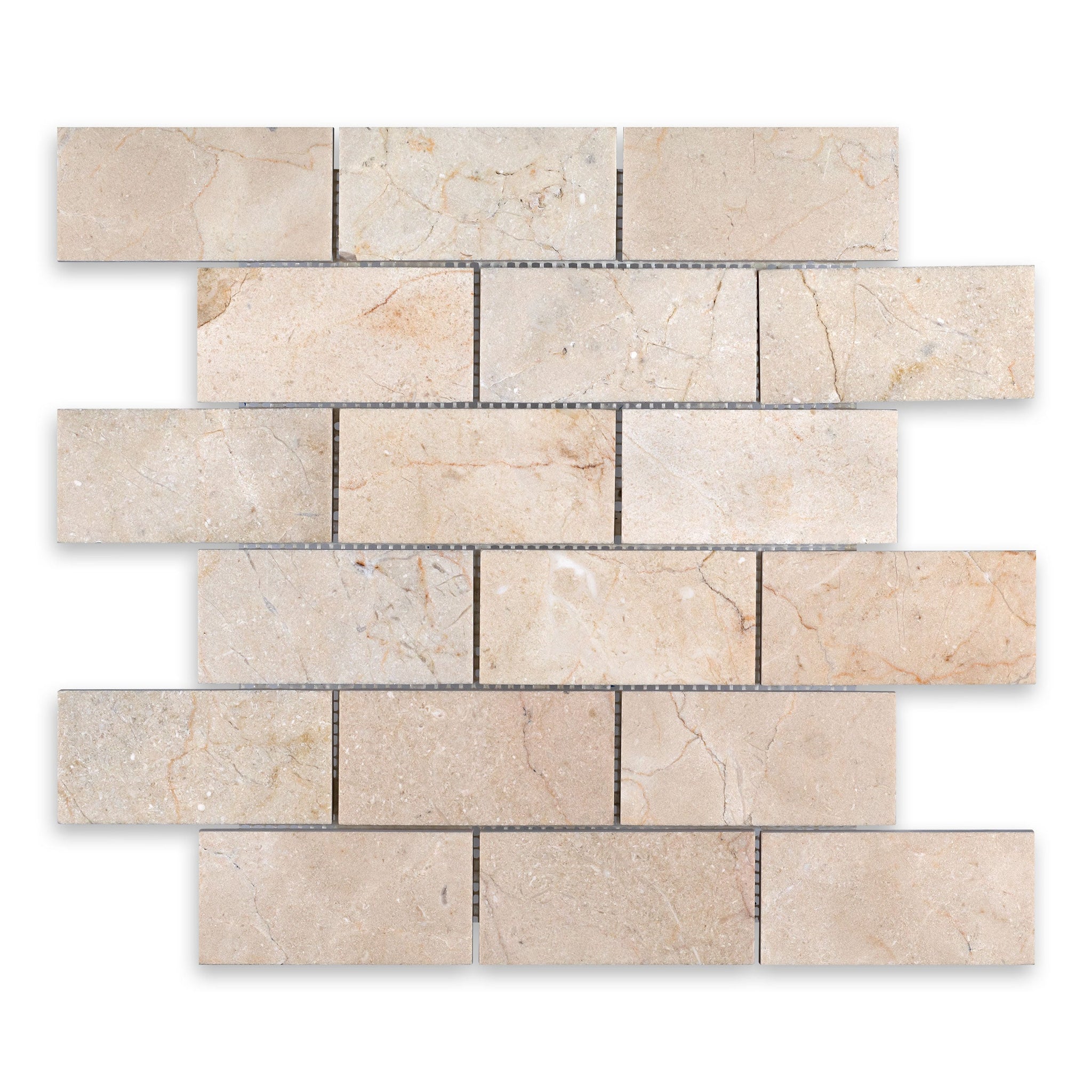 Crema Marfil Marble 2"X4" Staggered Joint Mosaic | 11 3/4"X12"X3/8 ...