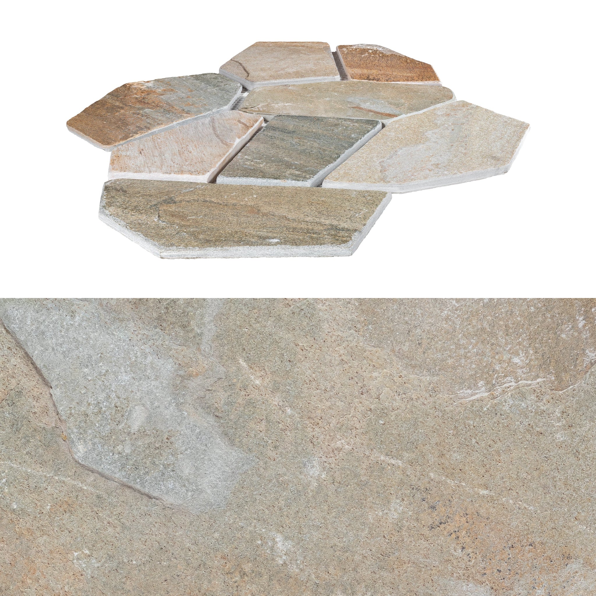 Desert Gold Quartzite Flagmat Paving Tile Pattern | 3.64 Sqft | Tumbled ...