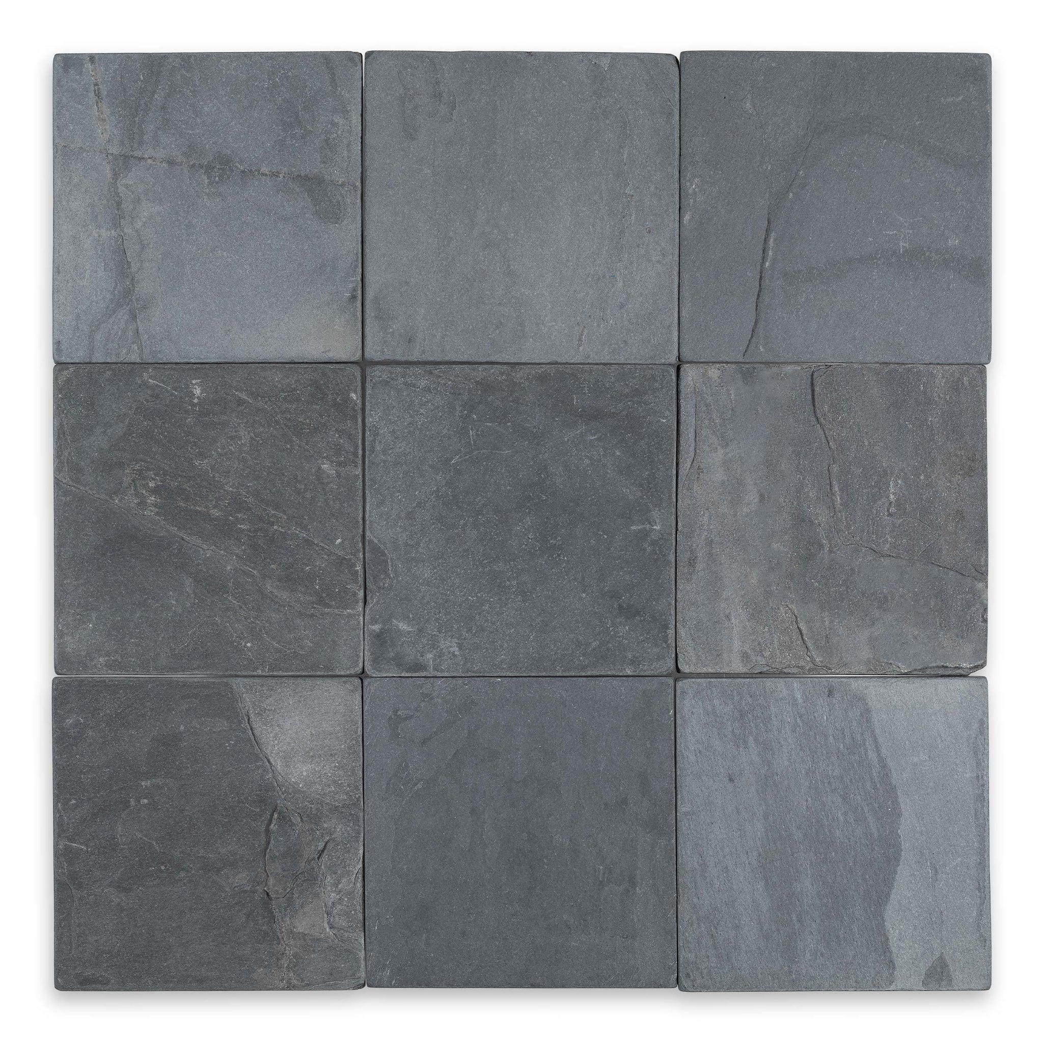Indian Black Slate Square Field Tile | 4"X4"X3/8" | Tumbled | Surface Group