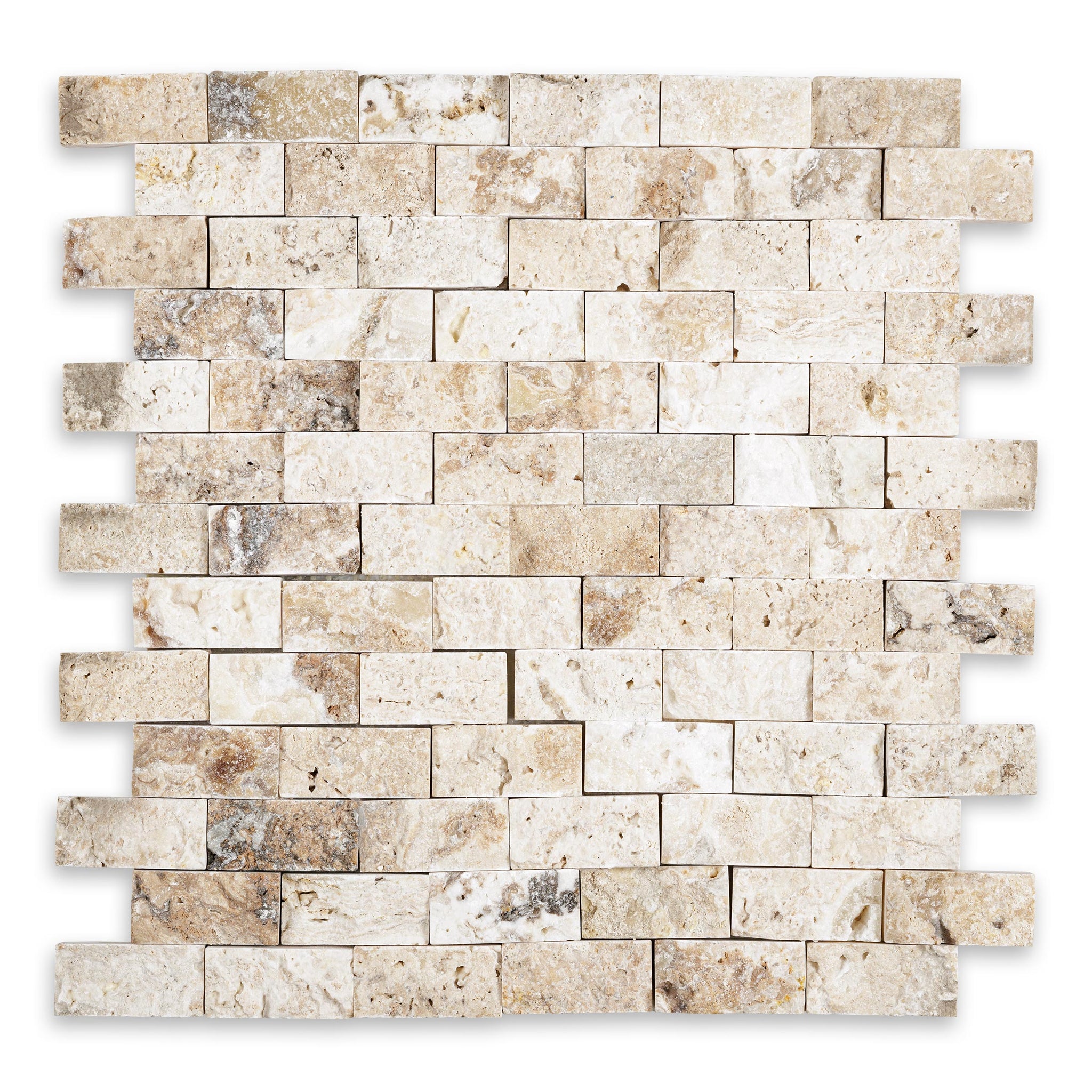 Philadelphia Travertine 1"X2" Staggered Joint Mosaic | 12 1/4"X12 3/4 ...
