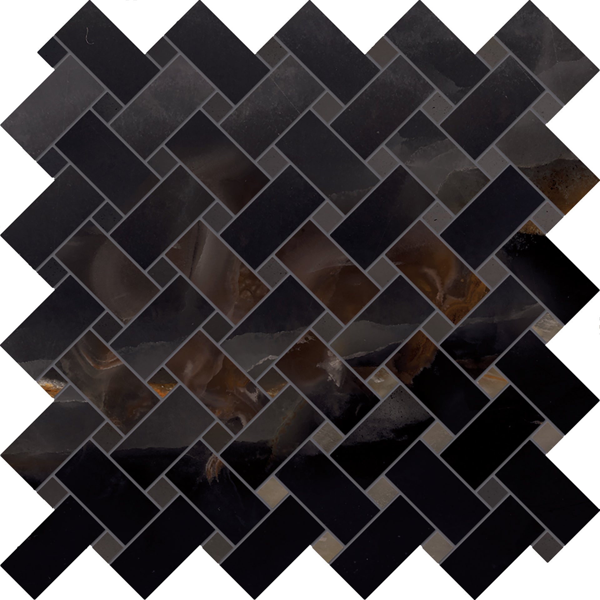 BUY ONLINE: Tele Di Marmo Onyx Black Porcelain Mosaic | 12"x12"x9.5-mm ...