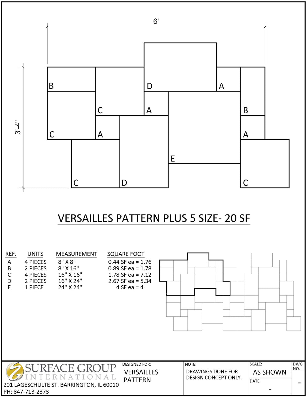 BUY ONLINE: Tuxedo Grey 5-Piece Versailles Pattern | Honed | Surface ...