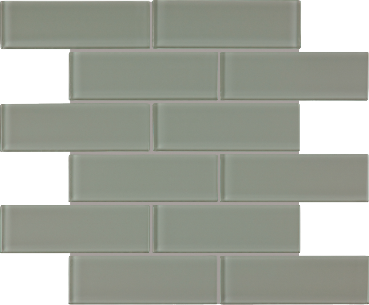 BUY ONLINE: Element Smoke 2"X6" Brick Offset Fused Glass Mosaic | 11¾ ...