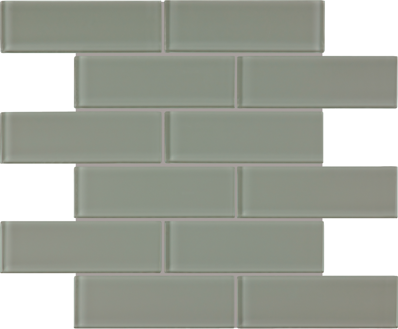 BUY ONLINE: Element Smoke 2"X6" Brick Offset Fused Glass Mosaic | 11¾ ...