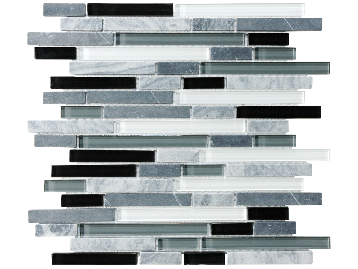 BUY ONLINE: Glass Stone Midnight Blend Random Strip Multi Glass Wall ...