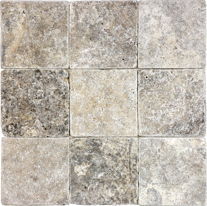 NATURAL STONE TILE: Silver-Ash|Field Tile|Tumbled|4x4|Square - Surface ...