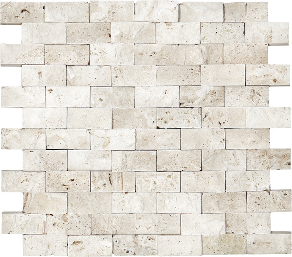 BUY ONLINE: Ivory Travertine 1"X2" Brick Offset Mosaic | 12"x12"x½ ...