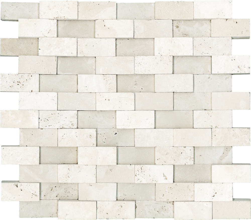 BUY ONLINE: Ivory Travertine 1"X2" Brick Offset Mosaic | 12"x12"x⅜ ...