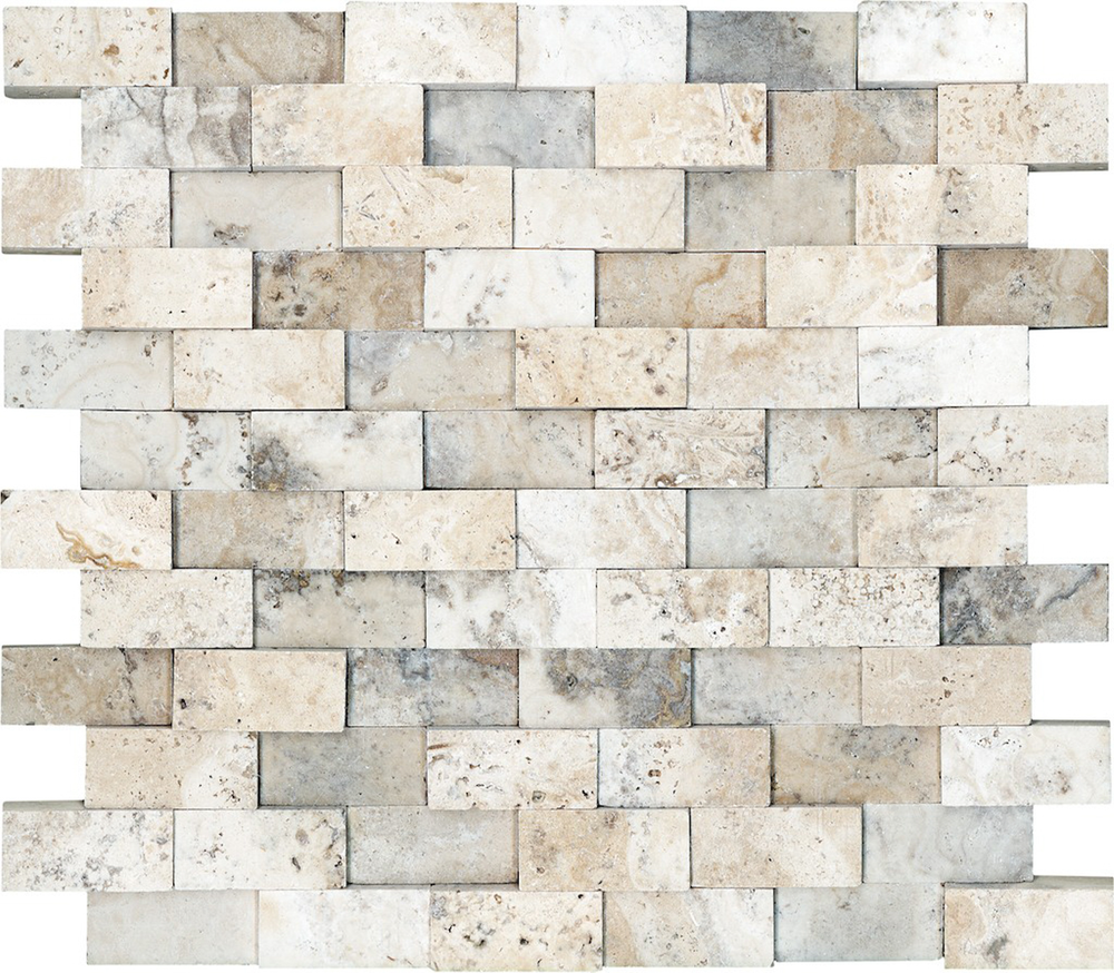 BUY ONLINE: Picasso Travertine 1"X2" Brick Offset Mosaic | 12"x12"x⅜ ...