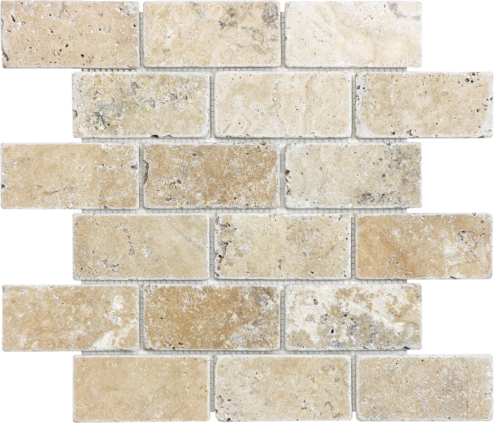 BUY ONLINE: Picasso Travertine 2"X4" Brick Offset Mosaic | 12"x12"x⅜ ...
