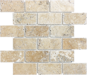 BUY ONLINE: Picasso Travertine 2"X4" Brick Offset Mosaic | 12"x12"x⅜ ...