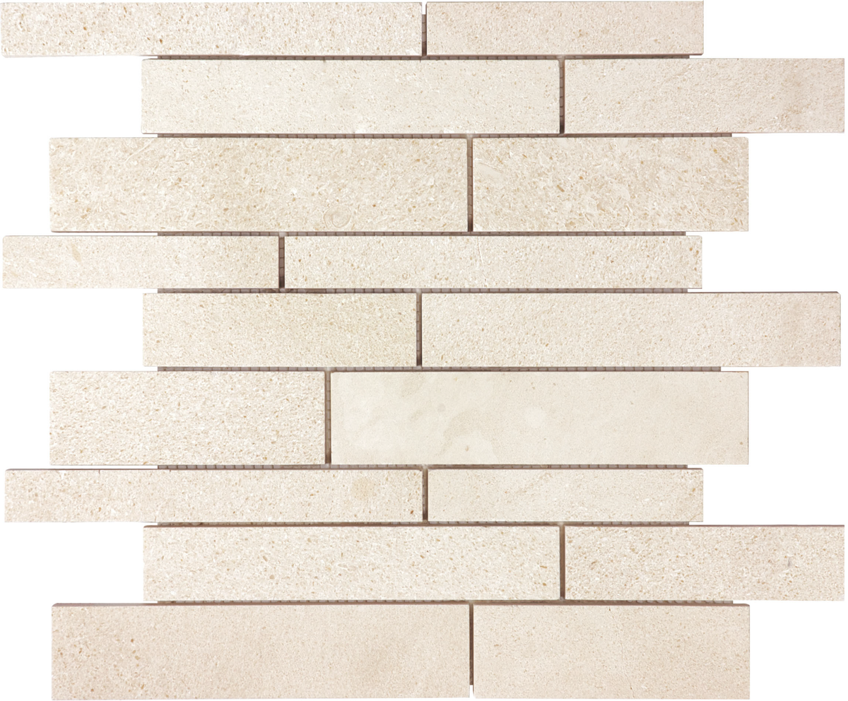 BUY ONLINE: Serene Ivory Limestone Random Strip Mosaic | 12"x12"x⅜ ...