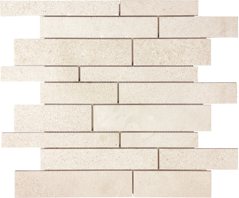 BUY ONLINE: Serene Ivory Limestone Random Strip Mosaic | 12"x12"x⅜ ...
