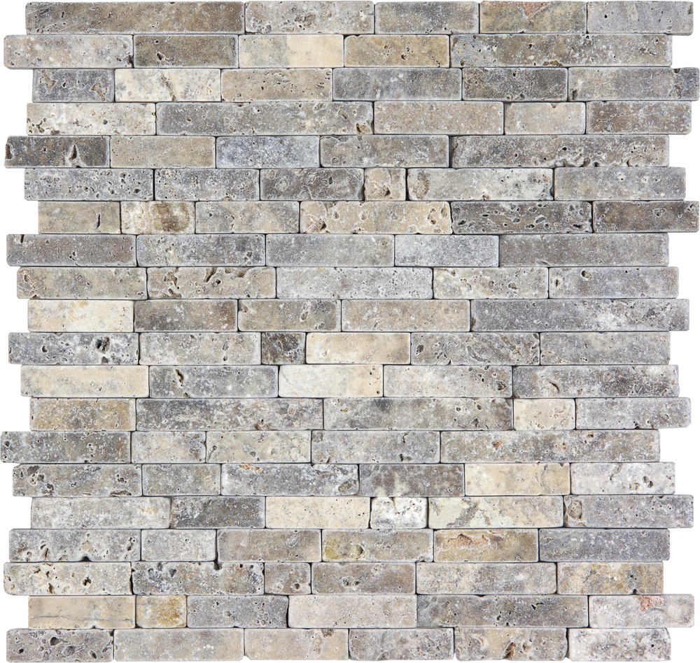 BUY ONLINE: Silver Ash Travertine Random Strip Mosaic | 12"x12"x⅜ ...