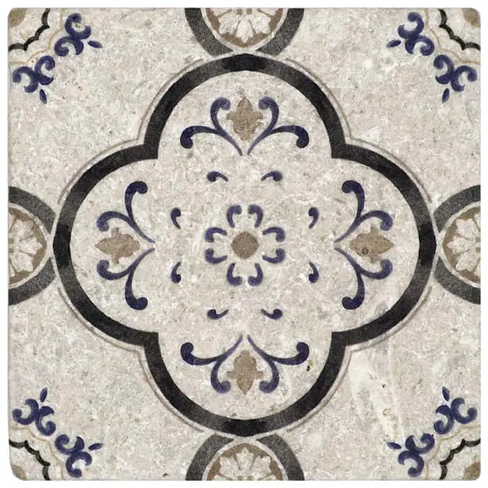 BUY ONLINE: Fiore Obsidian Perle Blanc Limestone Deco Tile | 12"x12"x⅜ ...