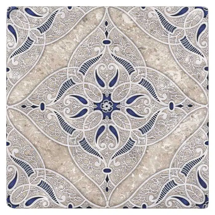 BUY ONLINE: Granada Sapphire Perle Blanc Limestone Deco Tile | 6"x6"x⅜ ...