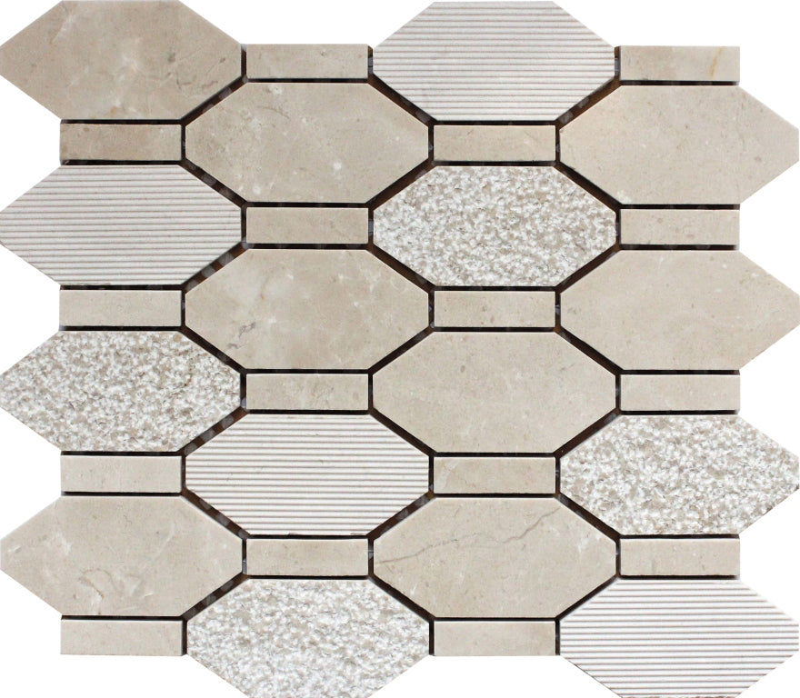 BUY ONLINE: Bali Pacific Rim Crema Hexagonal Beige Natural Stone Mosaic ...