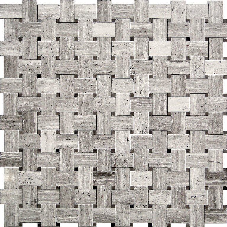 BUY ONLINE: Savannah Ardsley Park Basketweave Gray Natural Stone Mosaic ...