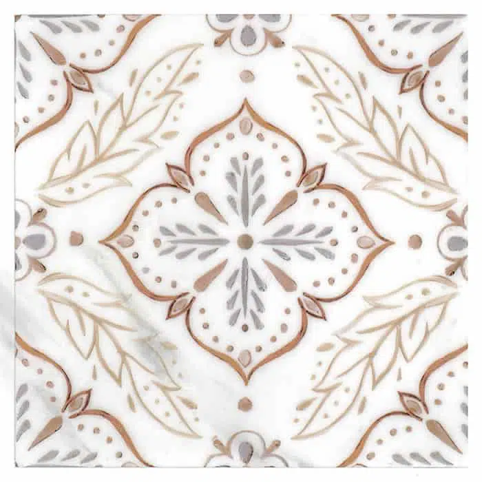 BUY ONLINE: Willow Clay Carrara Marble Deco Tile | 6"x6"x⅜" | Surface ...
